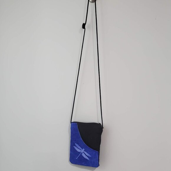 Handmade | Bags | Handmade Dragonfly Crossbody Purse Black Blue Mini ...